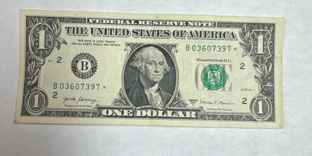 2017 A 1 Dollar Star Note, 2017 A One Dollar Star Note Federal Reserve ...