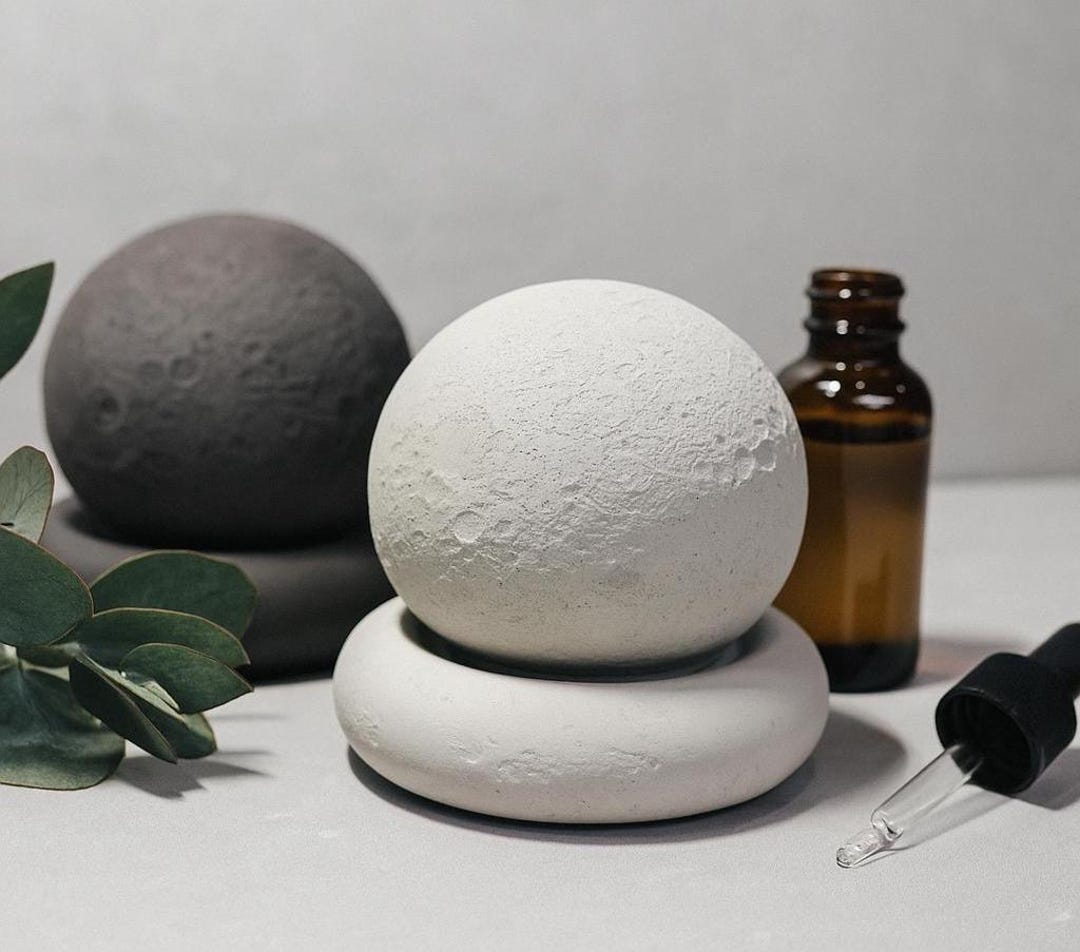 Concrete Moon Aroma Essential Oil Diffuser With Tray - Etsy