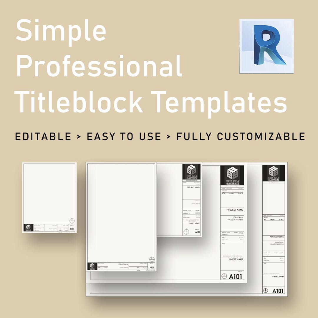 Simple Design Blueprint Title Block Templates REVIT - 8.5x11, 11x17 ...