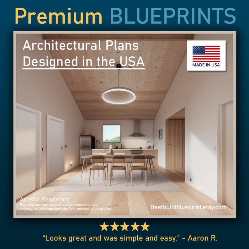 Modern Alpine Cabin, 40’ X 24’, 960 SF, 3 Bedroom Architectural Drawings Blueprints, ADU ...