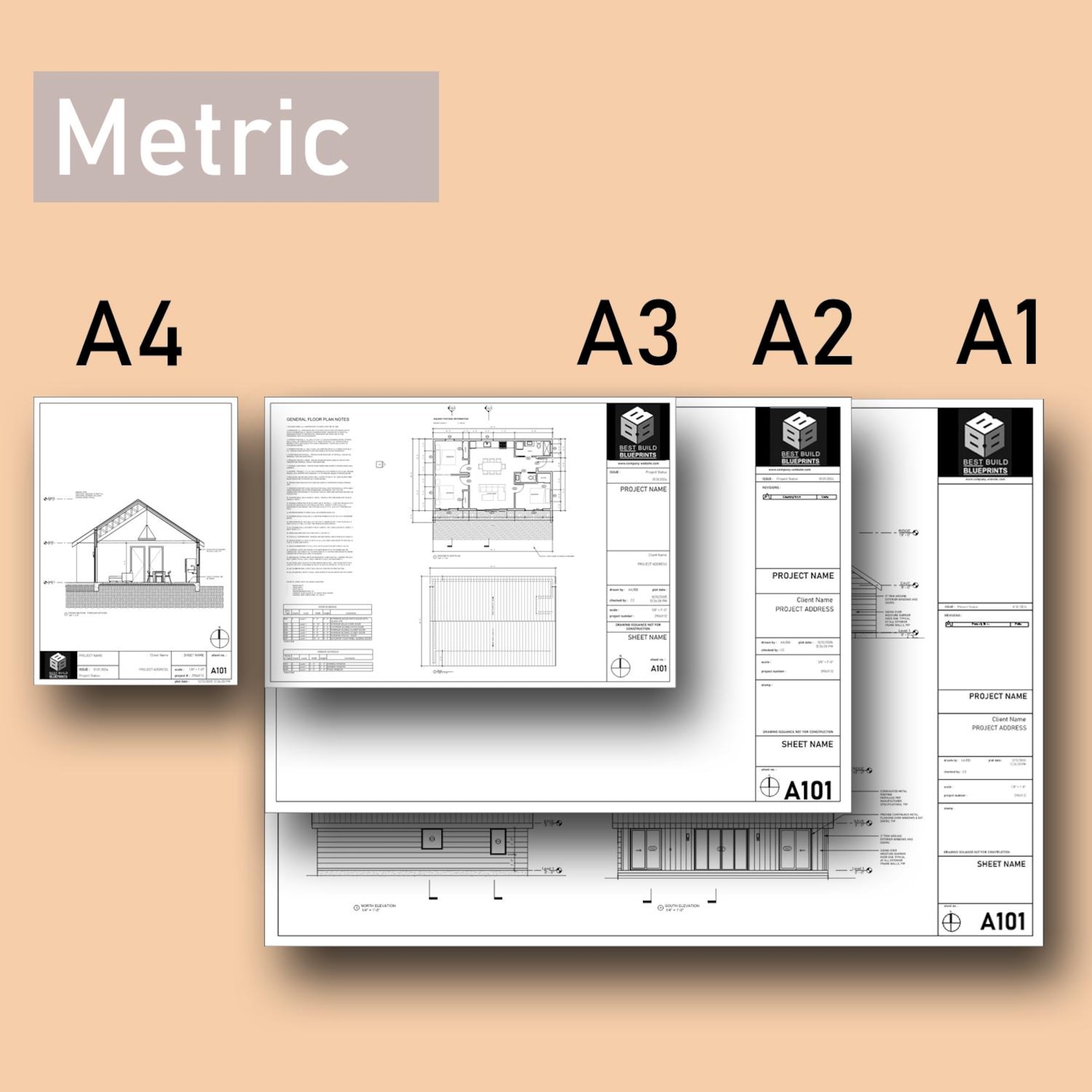 Simple Design Blueprint Title Block Templates REVIT - 8.5x11, 11x17 ...