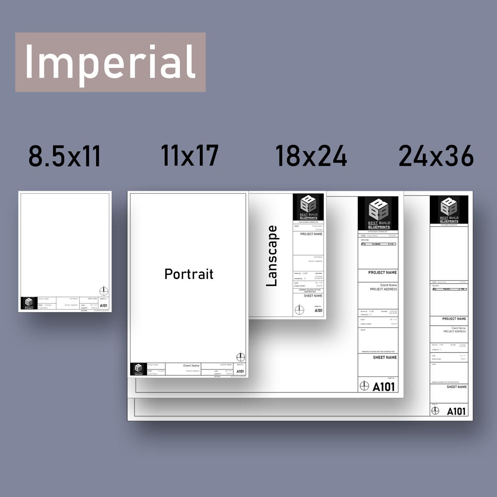 Simple Design Blueprint Title Block Templates CAD - 8.5x11, 11x17 ...