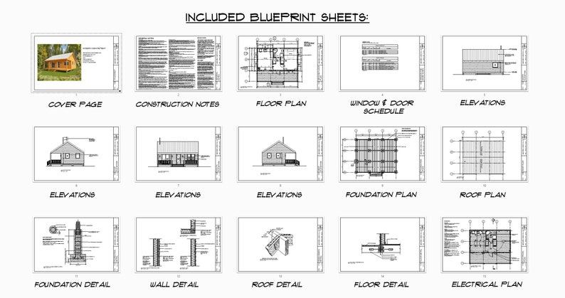18' X 32' Cabin Tiny House Architectural Blueprint Plans, Construction ...