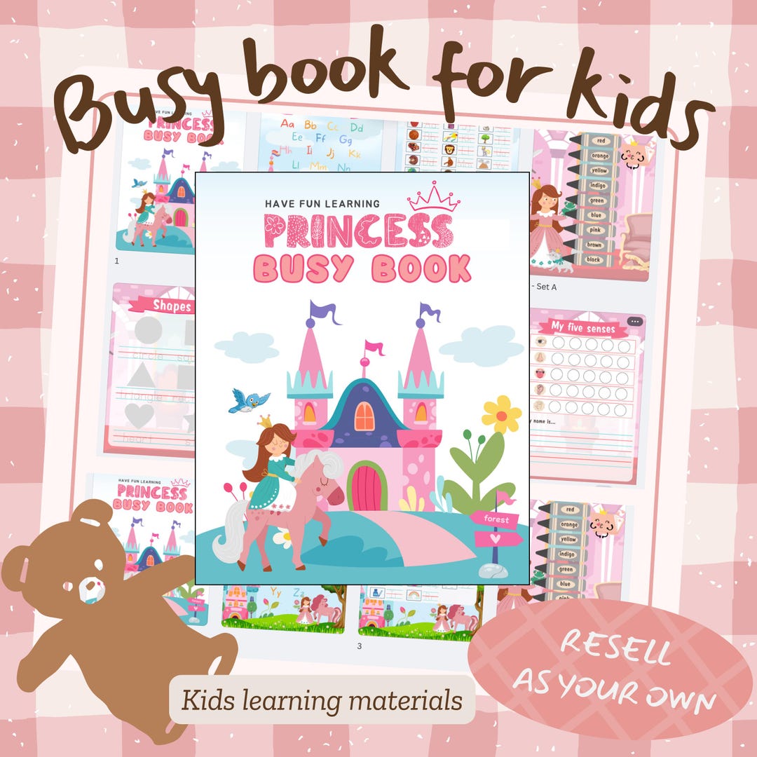 Princess Busy Book, Digital Product, Workbook for Kids, Kids Learning ...