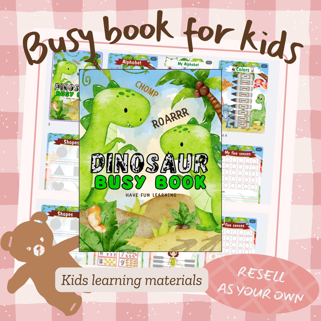 Dinosaur Busy Book, Digital Product, Workbook for Kids, Kids Learning ...