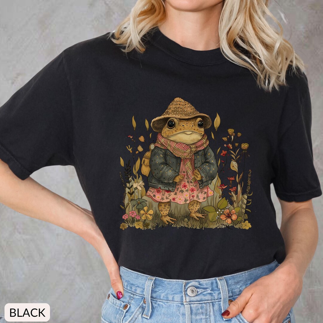 Vintage Retro Frog, Cottagecore Froggy Tee, Funny Froggy, Oversized ...