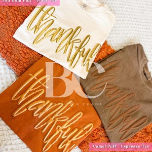 Thankful Puff T-shirt - Tee - Comfort Colors - Thanksgiving Shirt ...