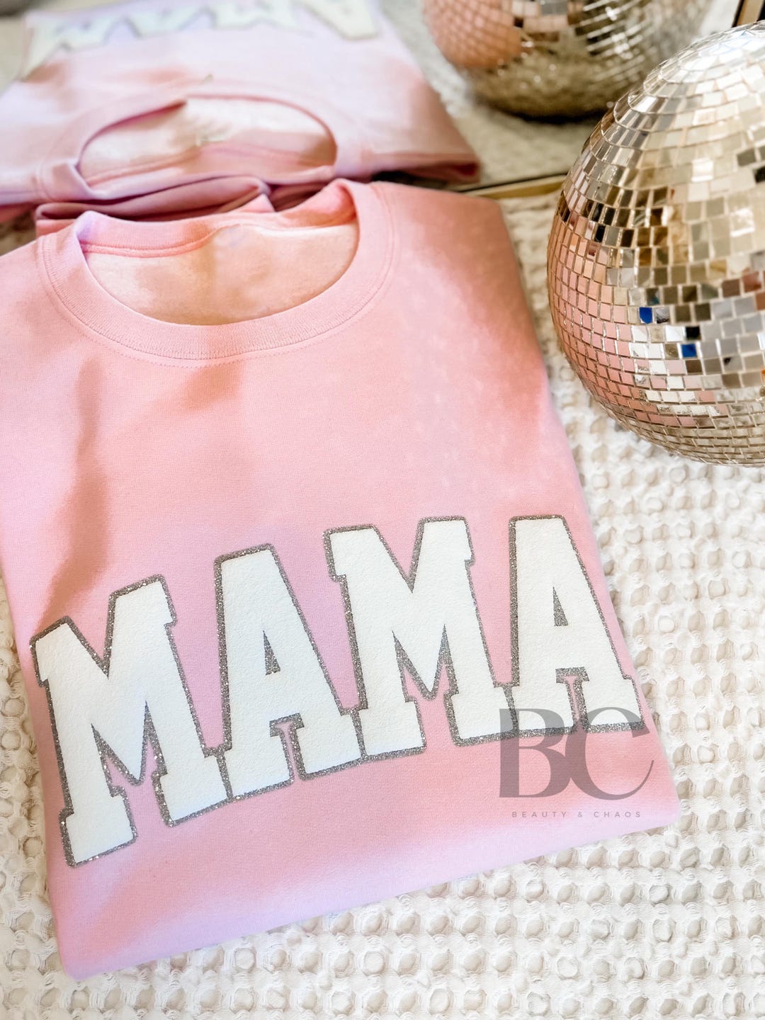 Custom Puff Vinyl + Glitter HTV Tee - Mama Mother’s Day Mom Sports ...