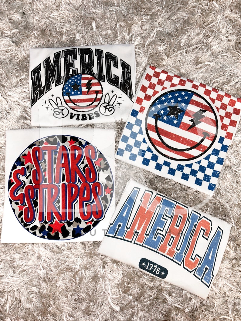 America Vibes Retro Smiley 4th of July Graphic Tee - Etsy