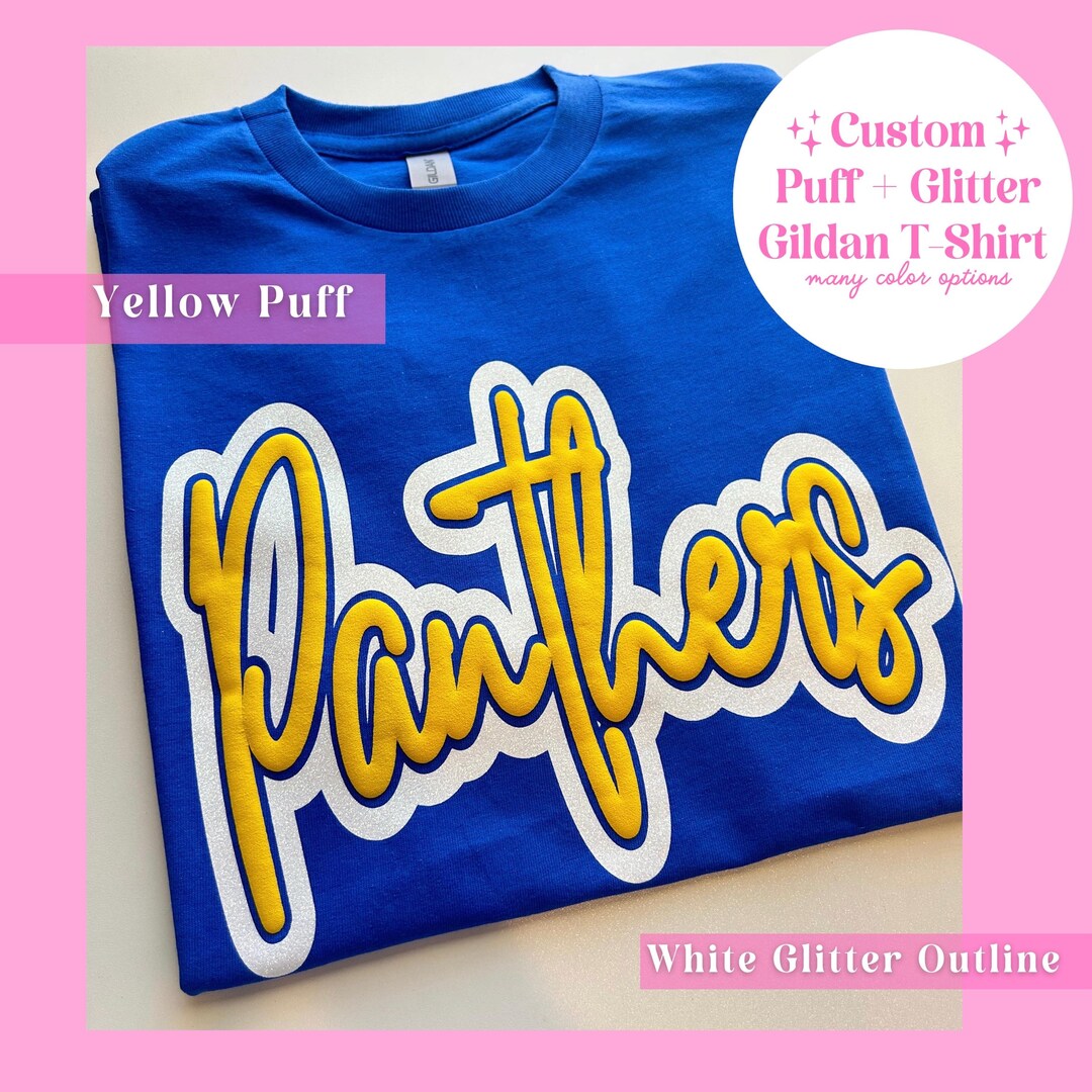 Custom Puff + Glitter Gildan Tshirt - Sports School Spirit Gift Trendy ...
