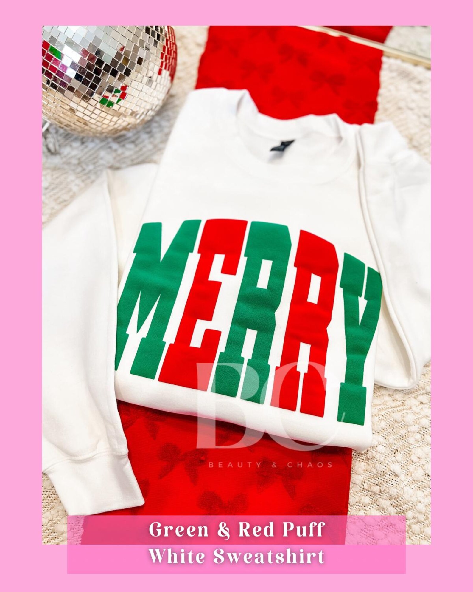 Merry Puff Vinyl Sweatshirt - Christmas Gift Trendy Puffy Graphic Teen ...
