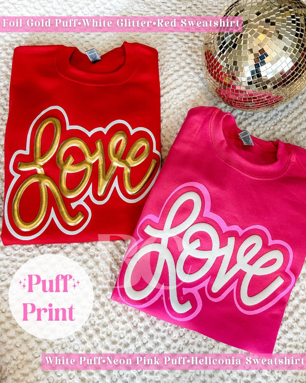 Love Valentine’s Day Puff Vinyl / Glitter HTV Outline Sweatshirt - Gift ...
