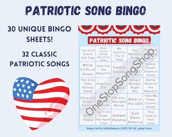 Patriotic Bingo Card - Etsy