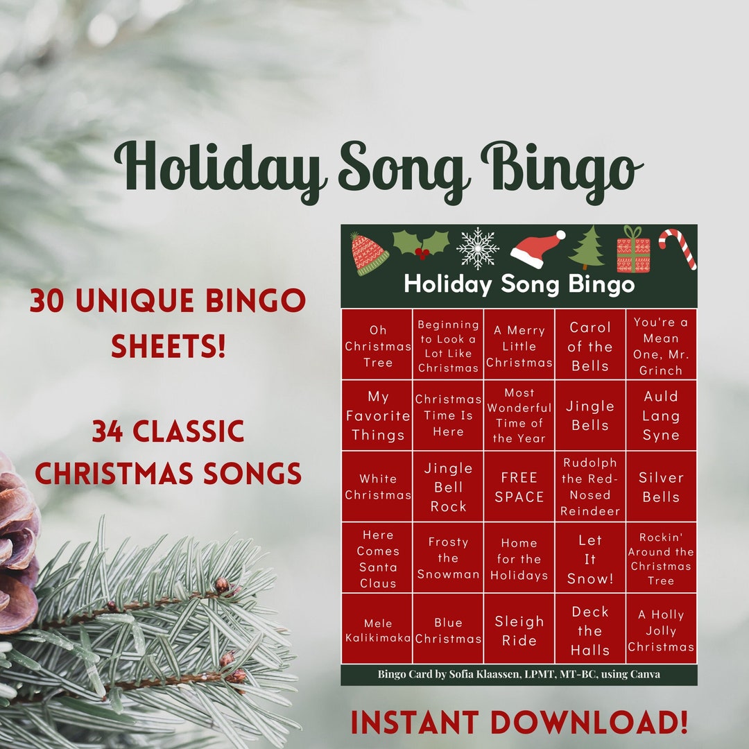 Holiday Song Bingo - Etsy