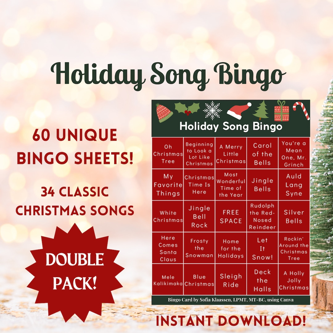 DOUBLE PACK - 60 Holiday Song Bingo Cards - Etsy