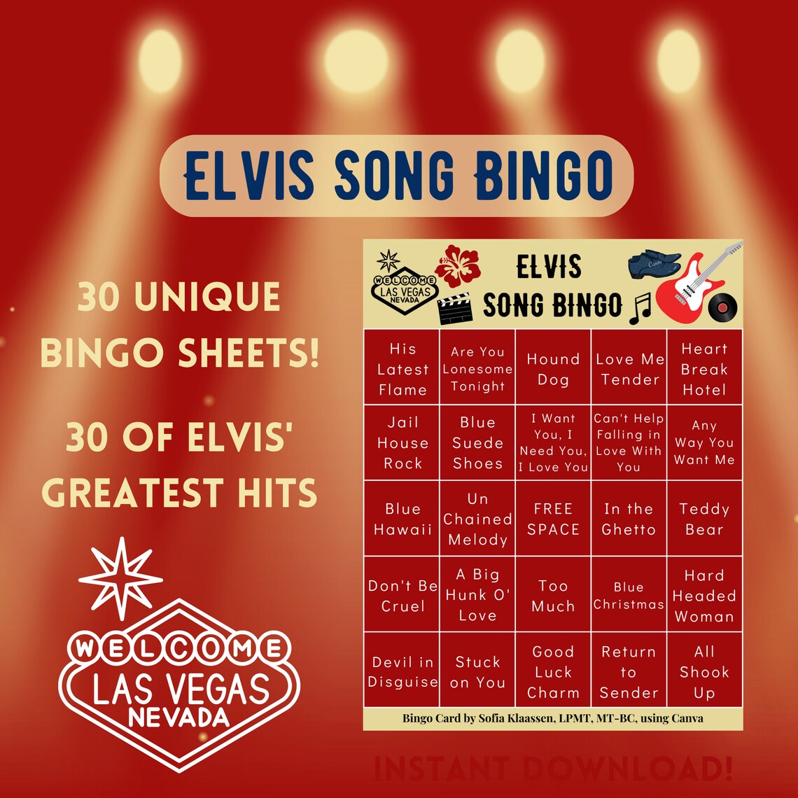 Elvis Song Bingo - Etsy