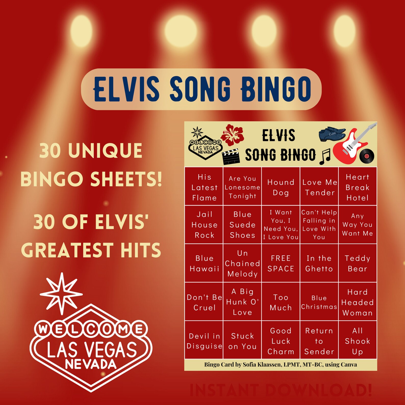 Elvis Song Bingo - Etsy