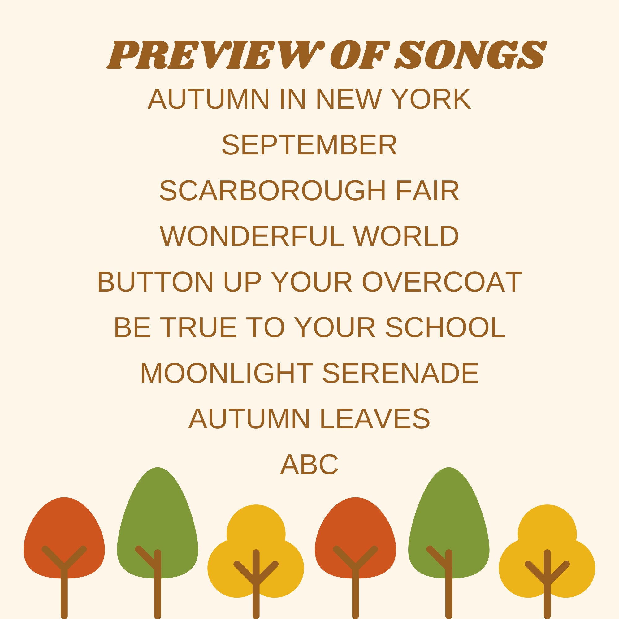 Fall Song Bingo - Etsy