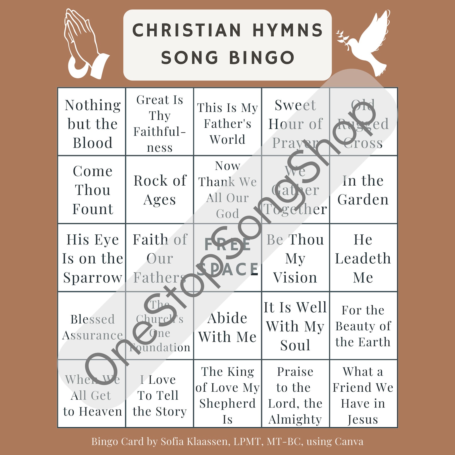 Christian Hymns Song Bingo - Etsy