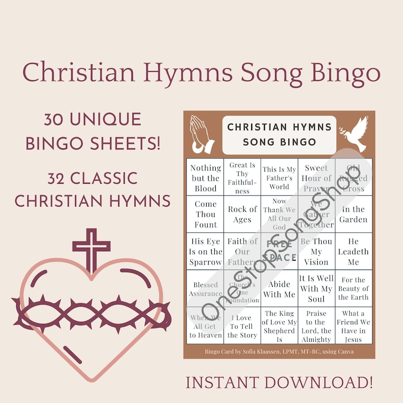 Christian Hymns Song Bingo - Etsy