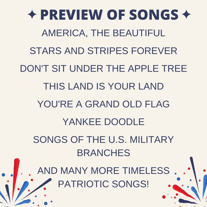 Patriotic Song Bingo - Etsy