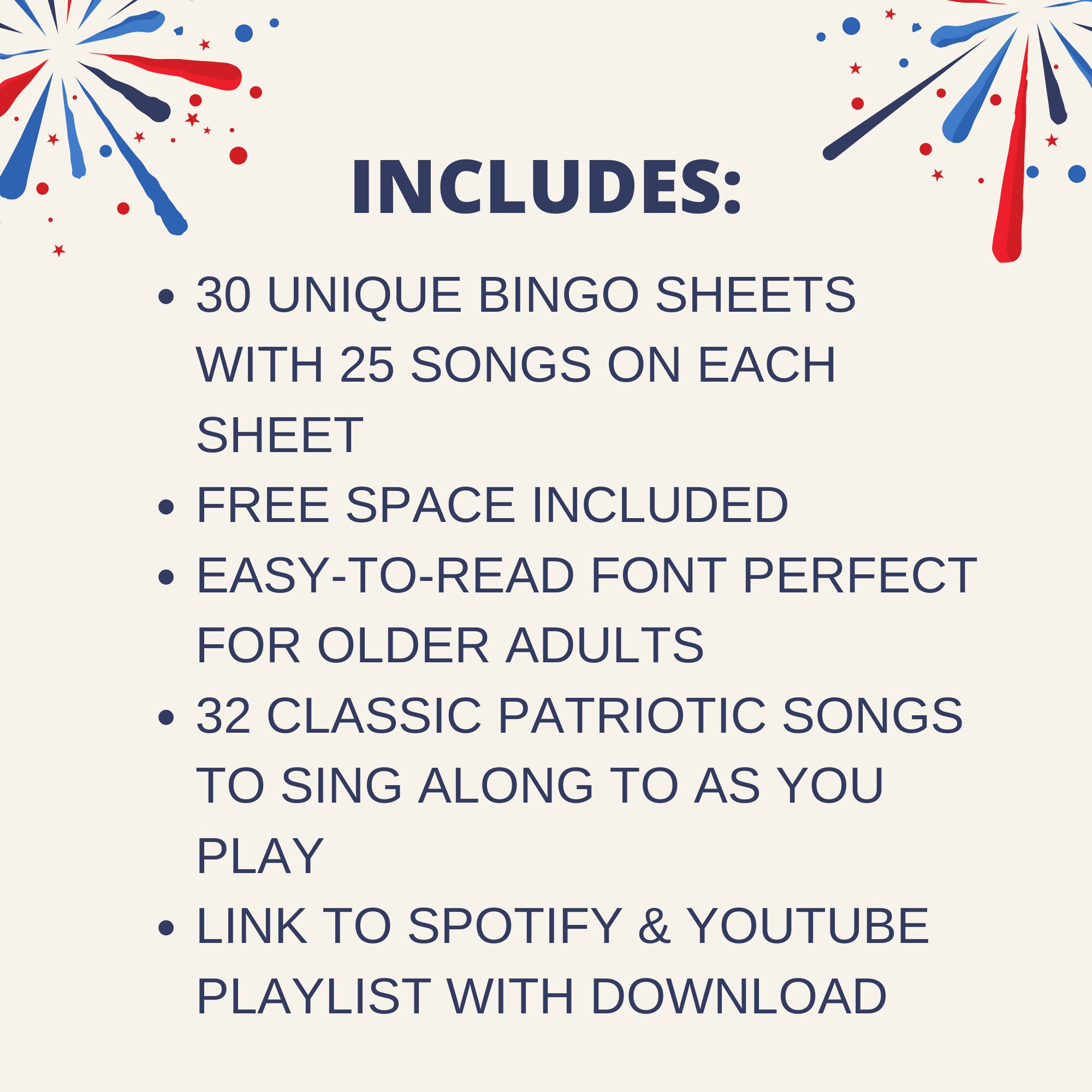 Patriotic Song Bingo - Etsy