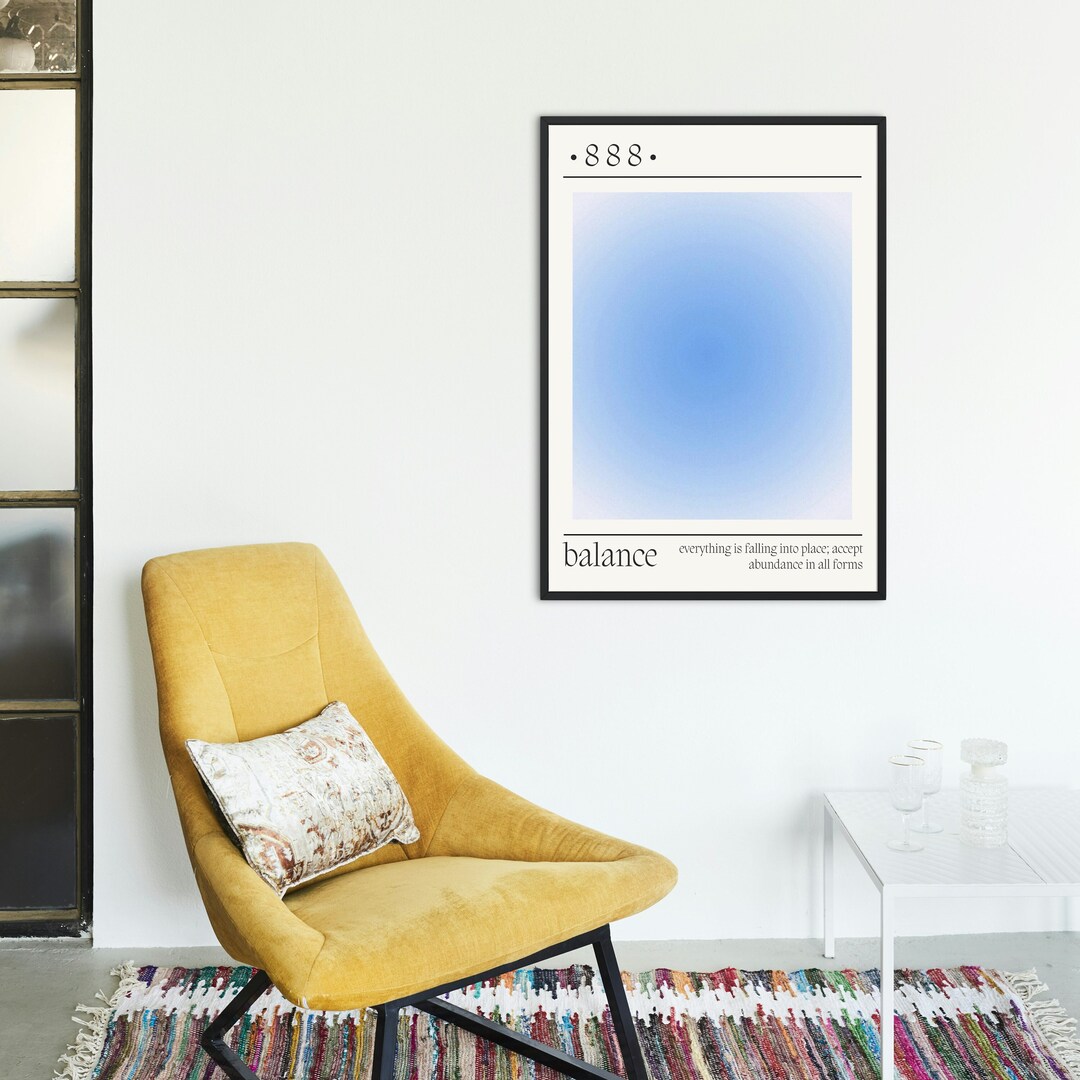 Angel Number 888, Printable Aura Gradient Poster, Balance Wall Art ...
