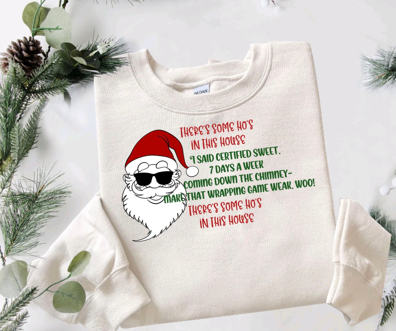 Cool Santa Sweater, Hos in This House Sweater, Funny Holiday Sweater ...