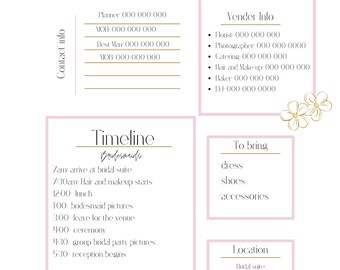 Wedding Party Timeline | Printable Wedding Day Schedule | Bridal Party ...