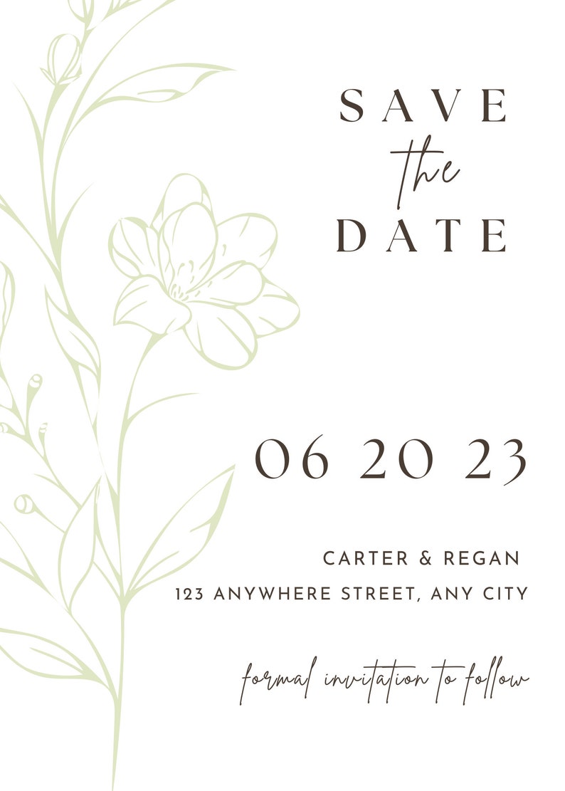 Minimalist Save the Date Template | Simple Save the Date | Boho Save ...