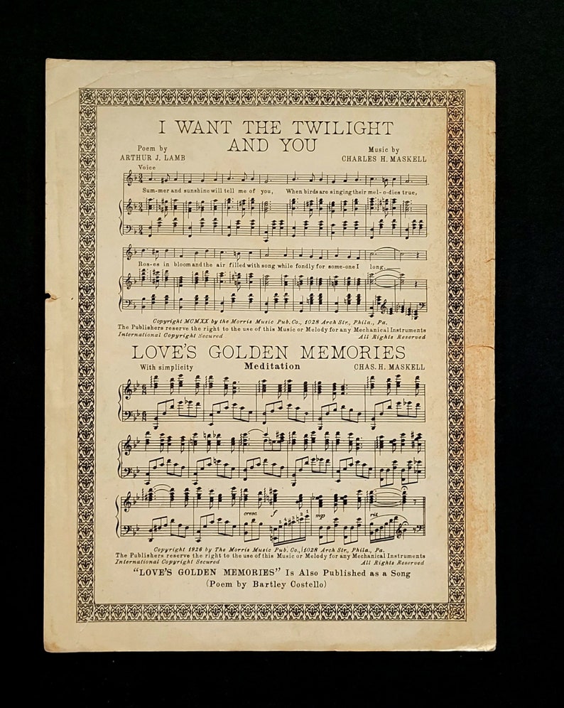 Vintage Music, Sheet Music, Antique Music Sheets, Wedding Decoration ...