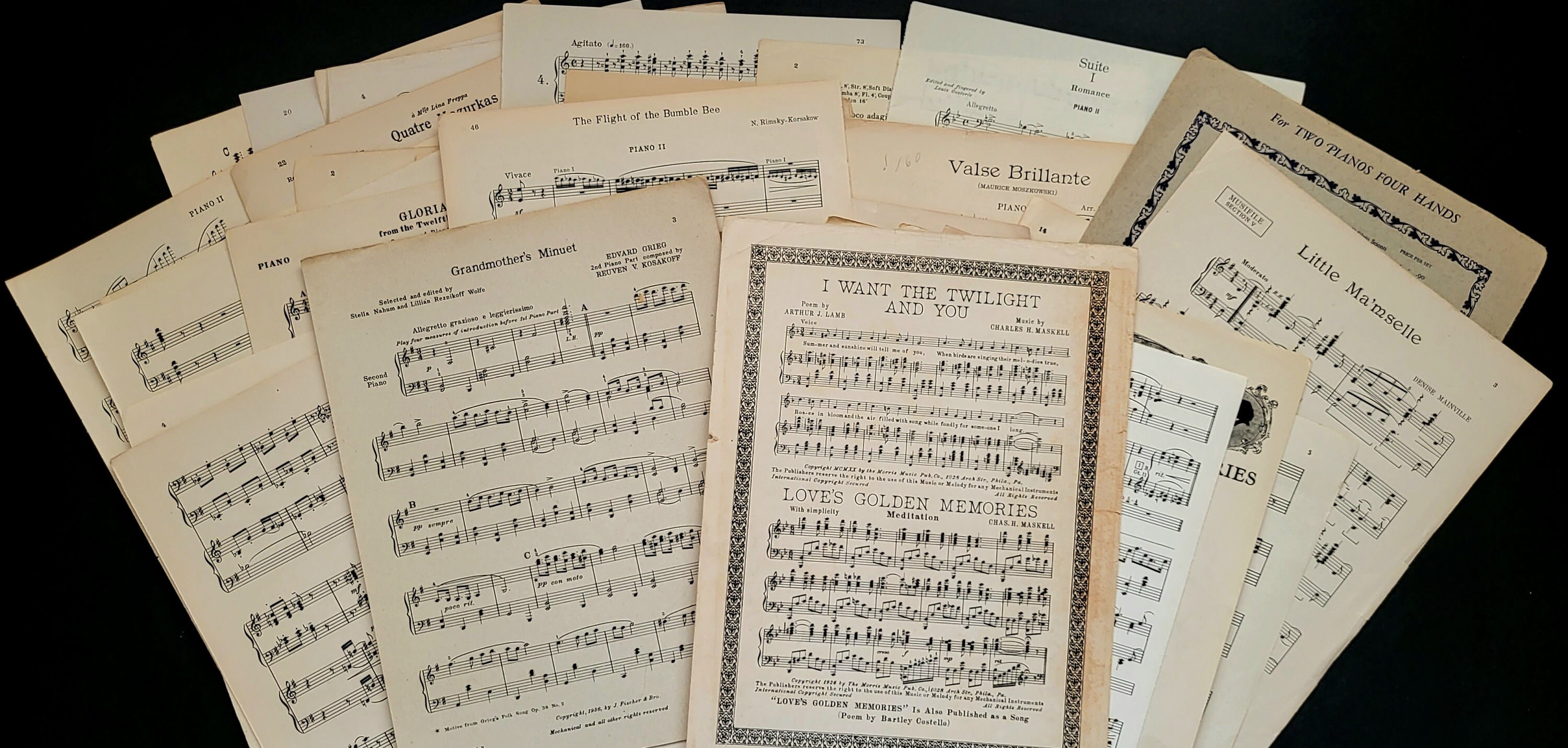 Vintage Music, Sheet Music, Antique Music Sheets, Wedding Decoration ...