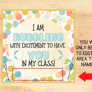 Printable Bubbles Gift Tag for Back to School, First Day of School ...