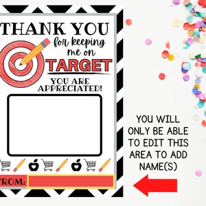 Printable Target Gift Card Holder for Teacher, Teacher Appreciation ...