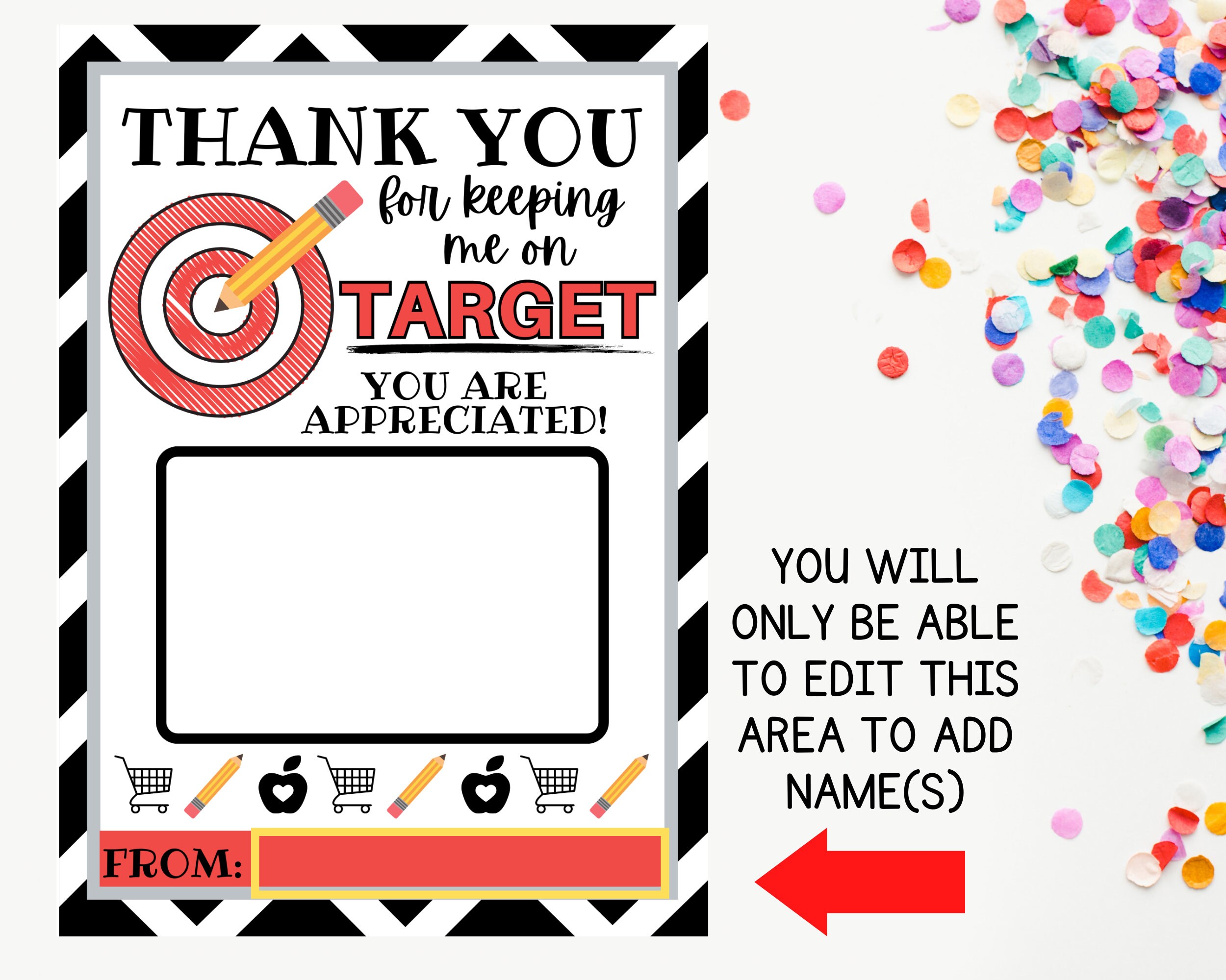 Printable Target Gift Card Holder: Teacher Appreciation Gift (editable ...