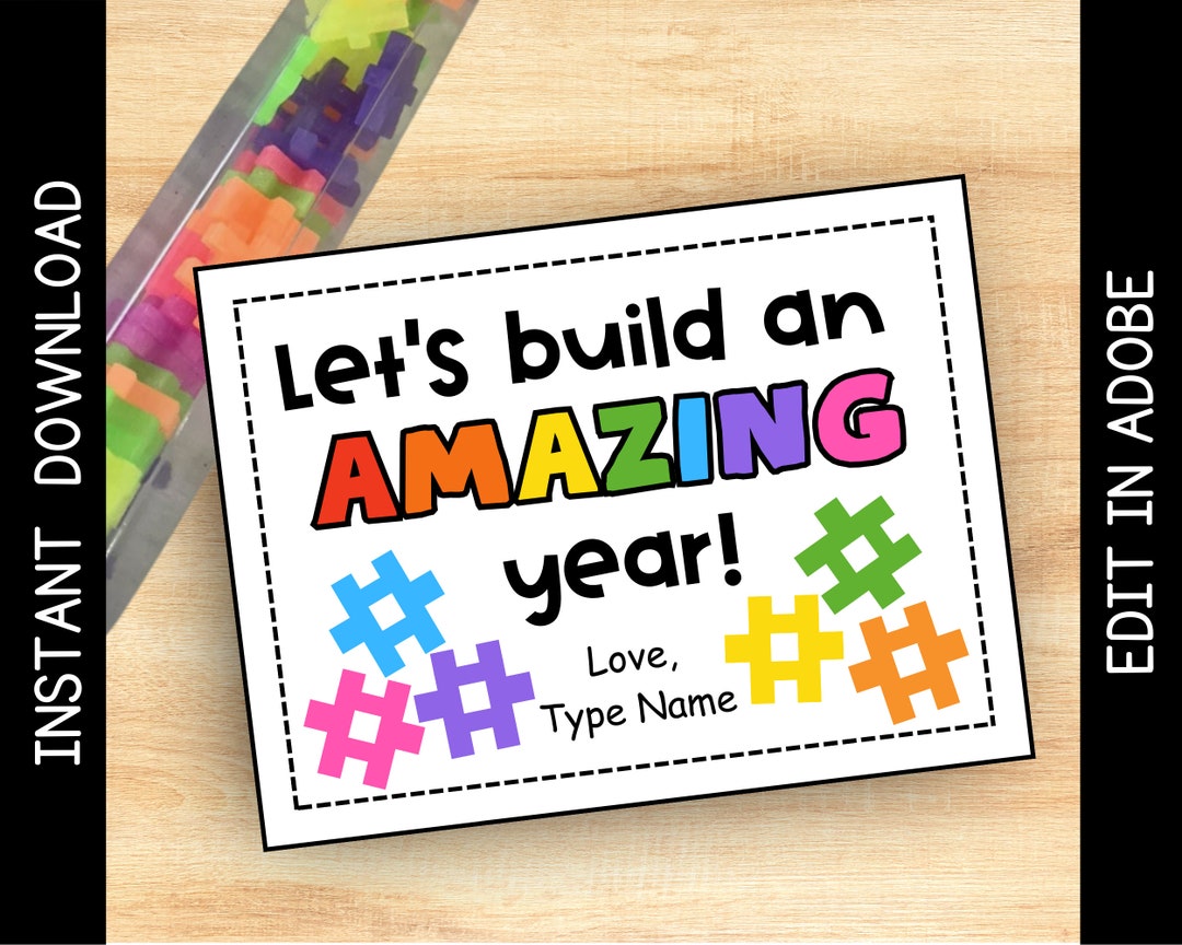 First Day of School Gift Tag: Building Blocks Theme (instant Download ...