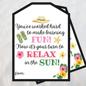 Printable Summer Teacher Gift Tag End of School Year - Etsy