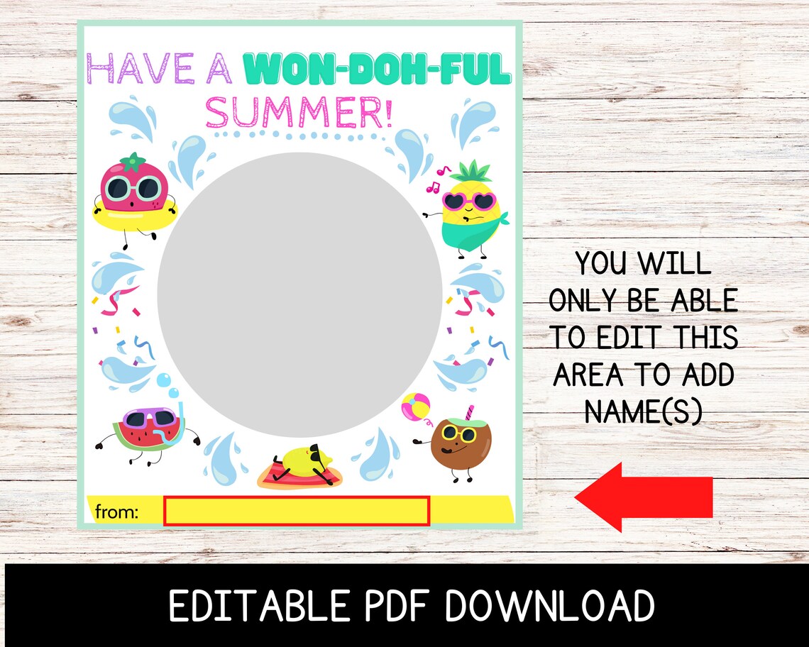 Play-doh Gift Tag: End of School Year, Won-doh-ful Summer (instant ...