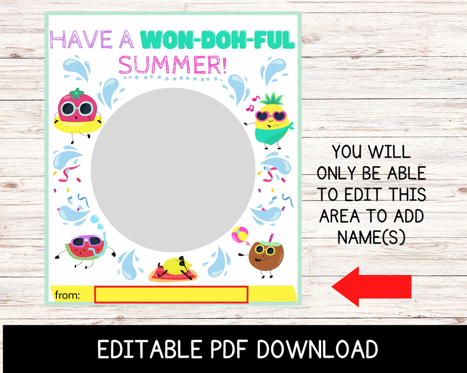Play-doh Gift Tag: End of School Year, Won-doh-ful Summer (instant ...