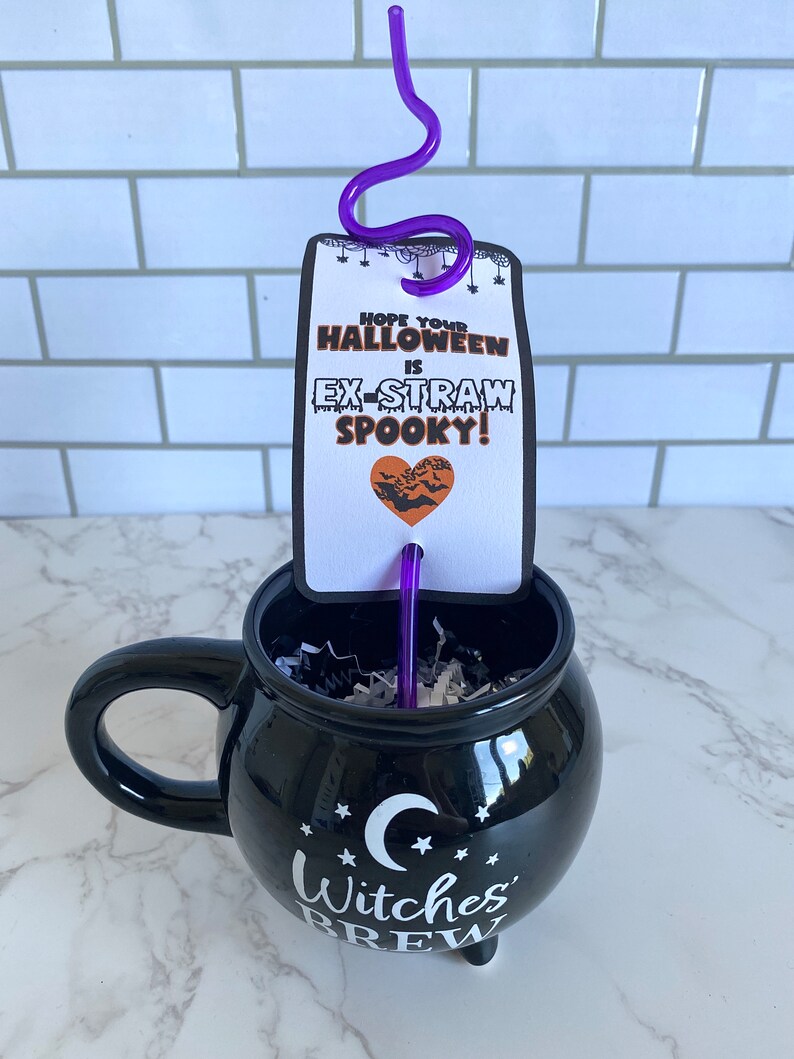 Printable Halloween Crazy Straw Tags: Spooky Classroom Gift (PDF ...