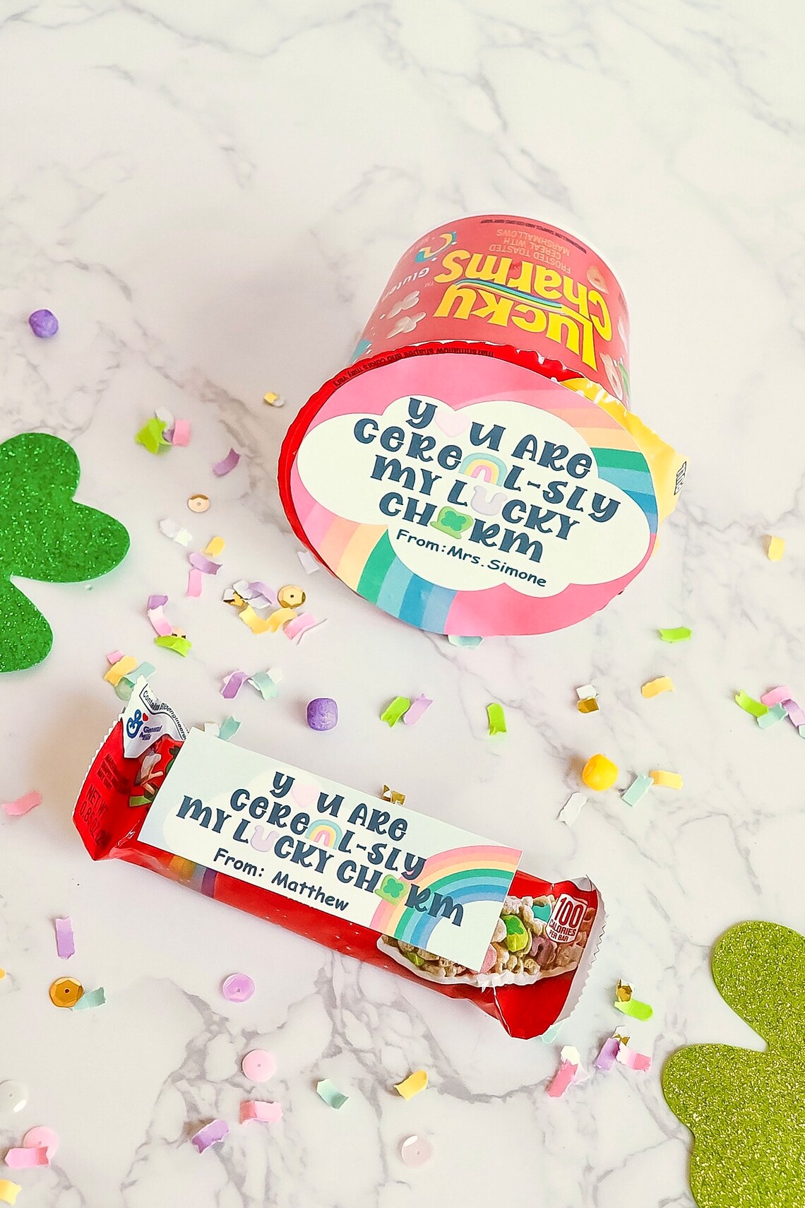St. Patrick's Day Lucky Charms Gift Tags: Editable Cereal Treat Labels ...