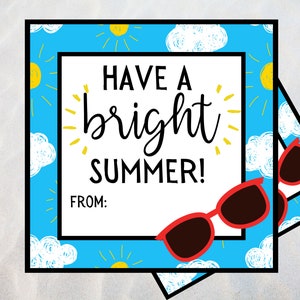 Printable End of the School Year Sunglasses Gift Tag, Student, Class ...