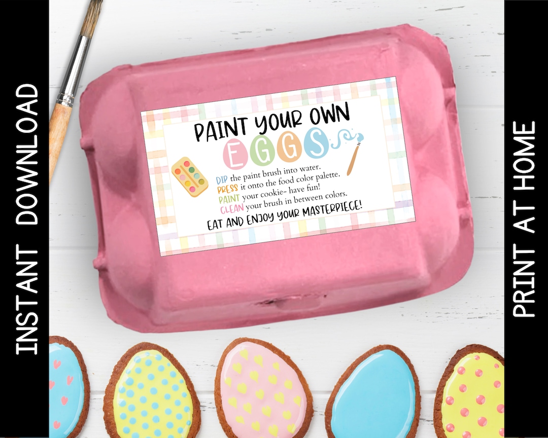 Printable PYO Easter Cookies Mini Egg Carton Label, Easter Paint Your ...