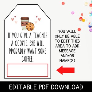 Teacher Appreciation Gift Tag: If You Give a Teacher a Cookie (instant ...