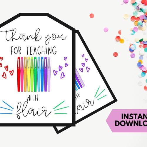 Thank You for Teaching With Flair Teacher Appreciation - Etsy