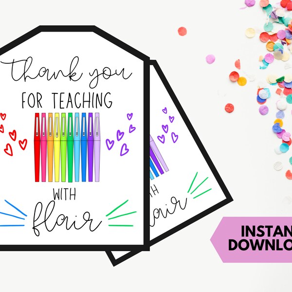 Thank You Teaching With Flair Tag - Etsy