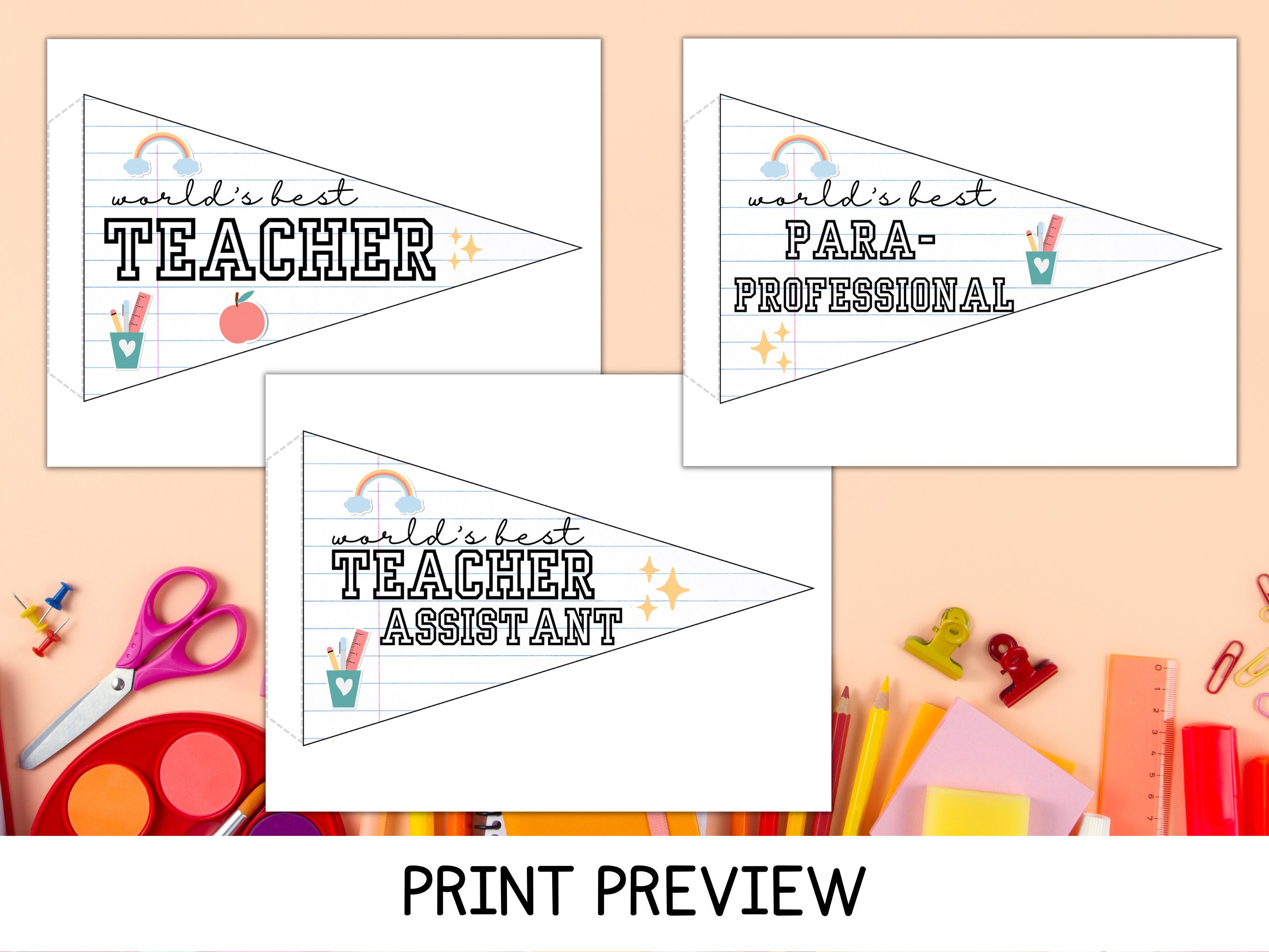 Teacher Appreciation Pennant Flags: Printable Decor (instant Download ...