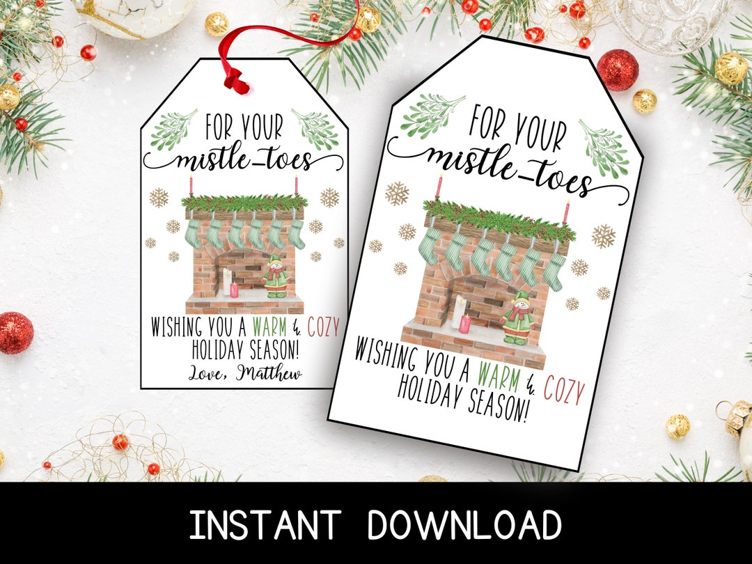 Printable Mistletoe Socks Christmas Gift Tag, for Your Mistle-toes ...