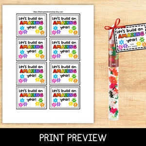 First Day of School Gift Tag: Building Blocks Theme (instant Download ...