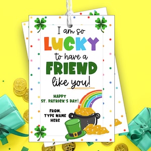 Printable St. Patrick's Day Friend Tag: Lucky Treat Tags (instant ...